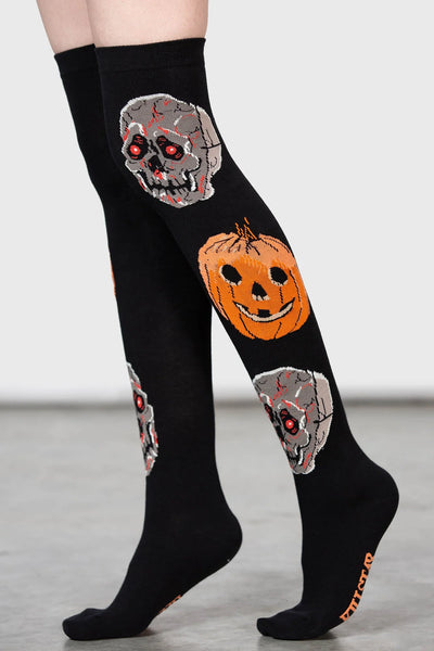 Killstar Morbid Knee-High Socks Halloween Zombies Pumpkins Jack-o-Lant ...
